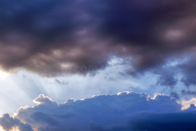 Beautiful Dramatic Cloudy Sky at Sunset, Silver Lining Stock Photo ...