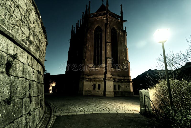 Beautiful Dramatic Image of a Catholic Church in the Night Stock Photo ...