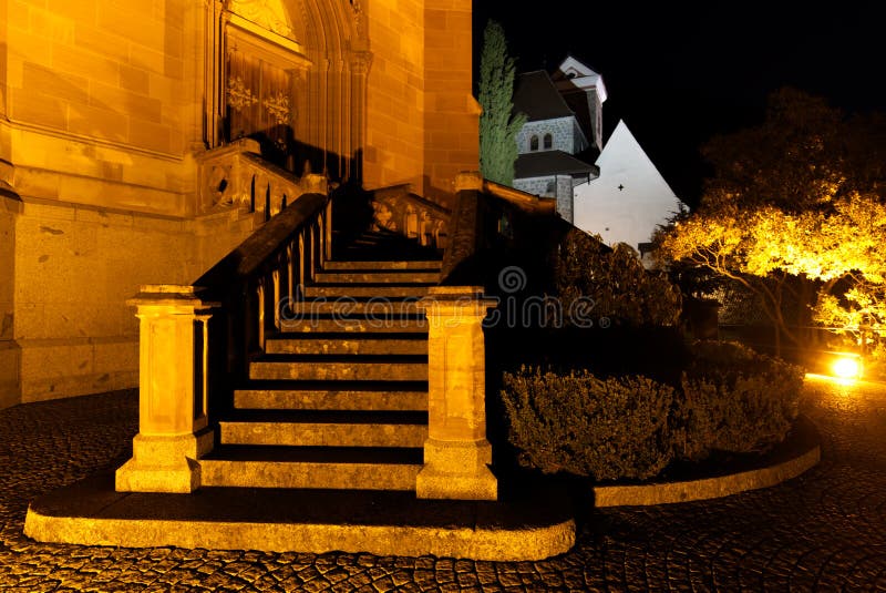 Beautiful Dramatic Image of a Catholic Church in the Night Stock Photo ...