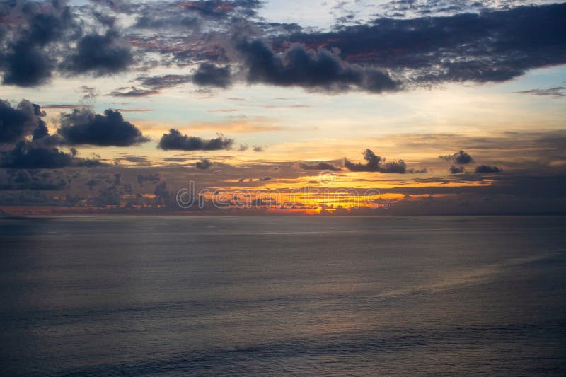 Beautiful Dramatic Landscape of Sunset on the Sea Beach Stock Image ...