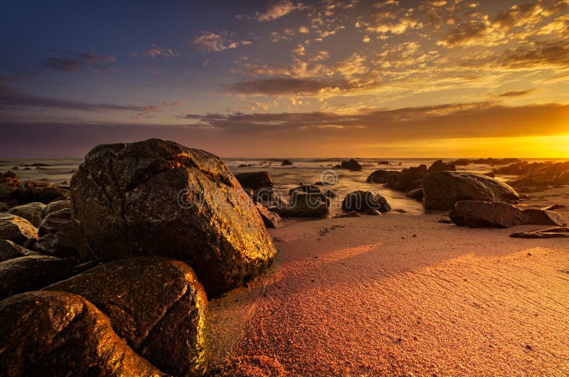 Beautiful Dramatic Light Beach Scene Stock Image - Image of coast, sand ...