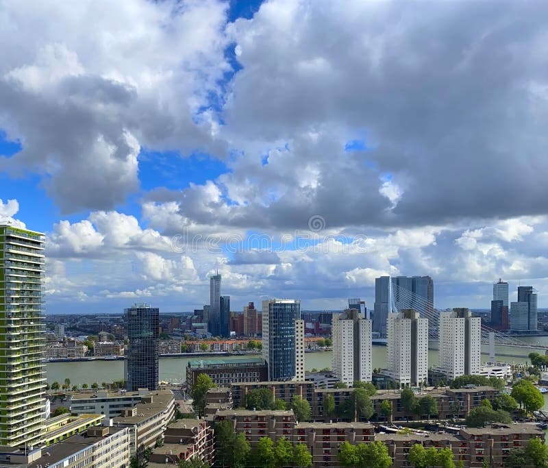 A Beautiful and Dramatic Panoramic Shoot of the Rotterdam City Skyline ...