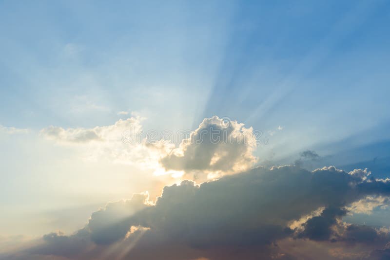 Beautiful Dramatic Sky Clouds with Light Rays at Sunset. Natural ...