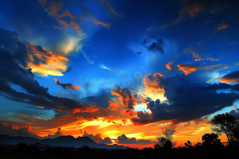 Beautiful Dramatic Sky with Clouds at Sunset or Sunrise, Nature ...