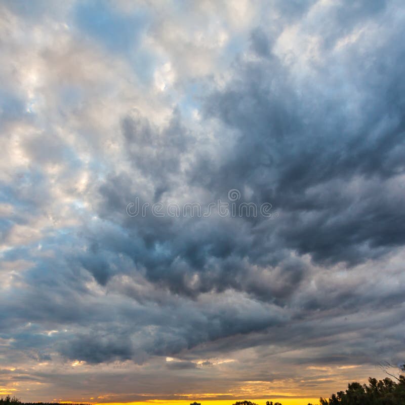 Beautiful Dramatic Sky with Gray Clouds and Sunset. Stock Image - Image ...