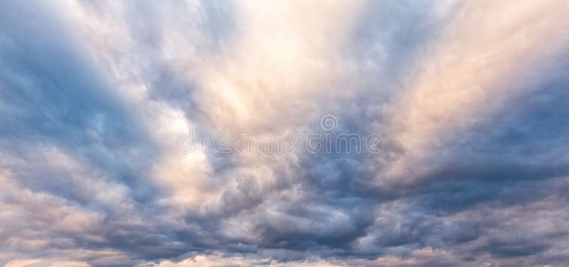 Beautiful Dramatic Sky at Sunset or Dawn with Dark Blue Clouds Stock ...