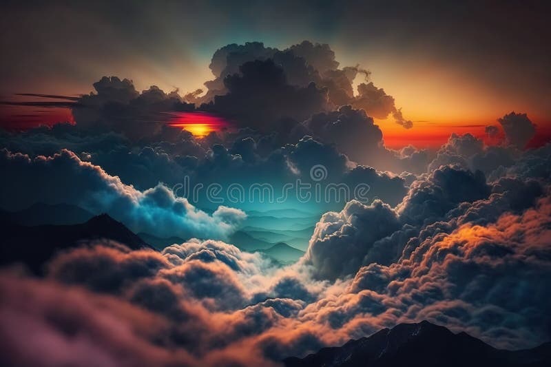 Beautiful and Dramatic Sky with Voluminous Clouds. Ai Generated Stock ...