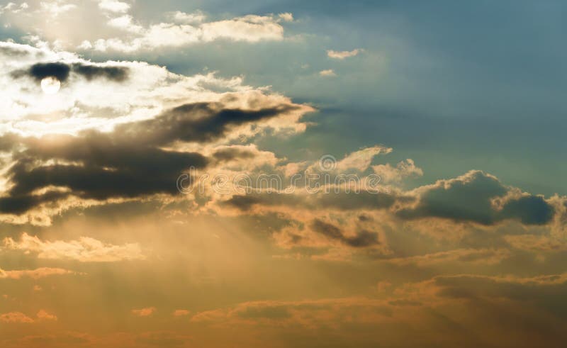 Beautiful and Dramatic Sunset Sky with Bright Yellow Clouds As Abstract ...