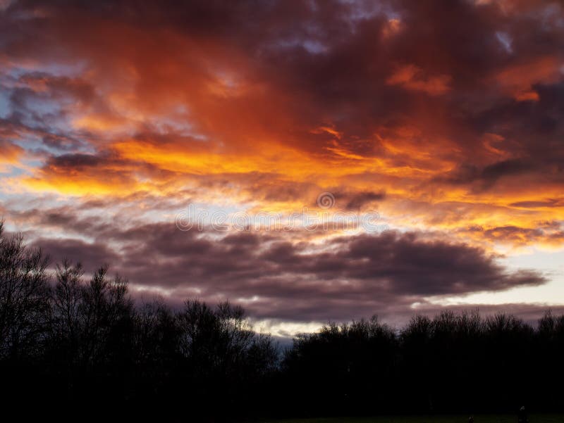 Beautiful Dramatic Sunset Sky. Rich Orange Color. Nature Background ...
