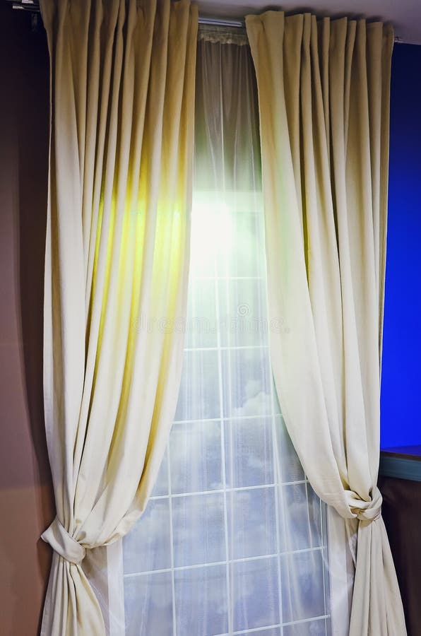 Beautiful Drapes on the Window Stock Image - Image of bright, design ...