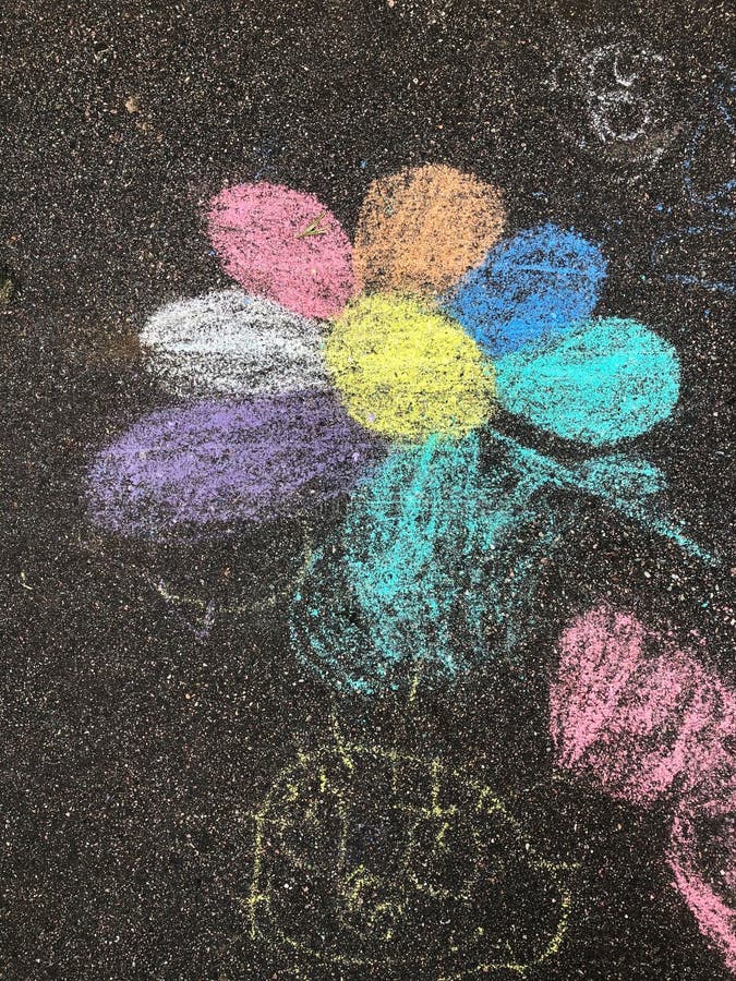 Beautiful Drawing in Chalk on the Asphalt Stock Image - Image of ...