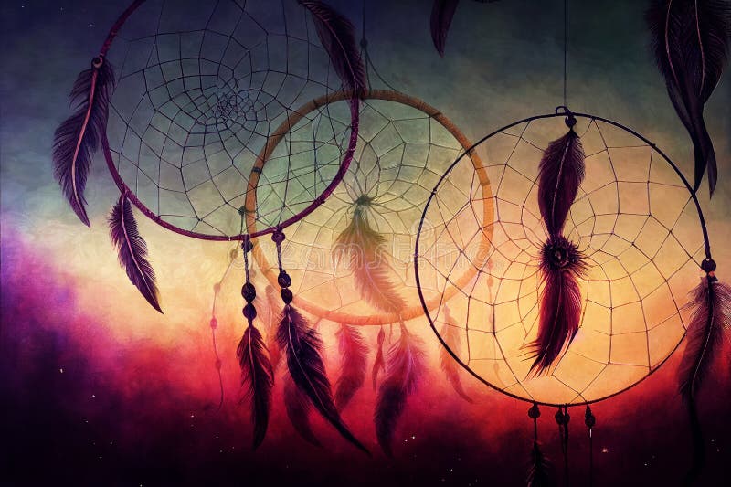 Beautiful Dreamcatcher on Abstract Background. Digital Art. Stock ...