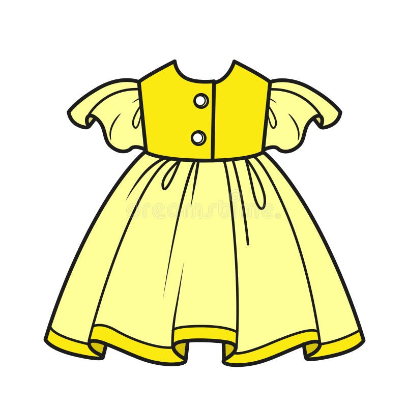 Beautiful Dress Outline for Coloring Page on a White Stock Vector ...