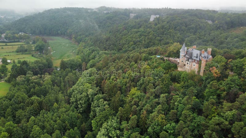 Beautiful Drone View of a Castle in Chateau, Belgium Stock Image ...