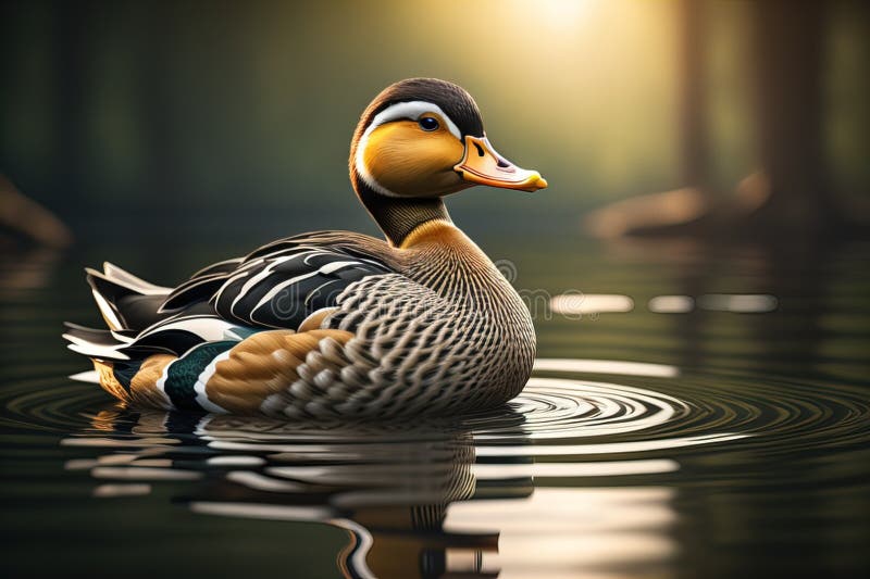 Beautiful Duck on the Lake in the Morning. Generative Ai Stock ...