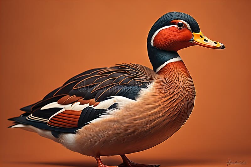 Beautiful Duck on a Solid Color Background. Ai Generative Stock ...