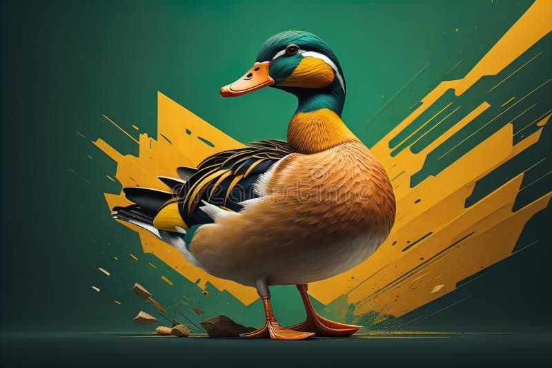 Beautiful Duck on a Solid Color Background. Ai Generative Stock ...