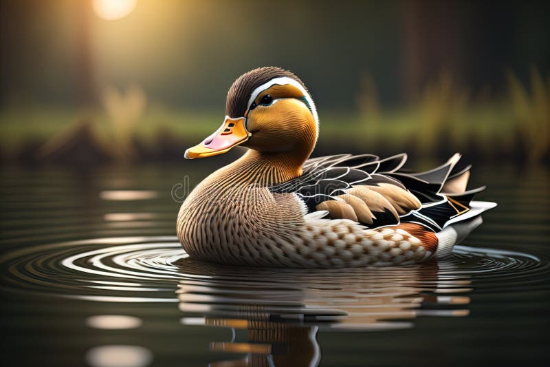 Beautiful Duck on a Solid Color Background. Ai Generative Stock ...