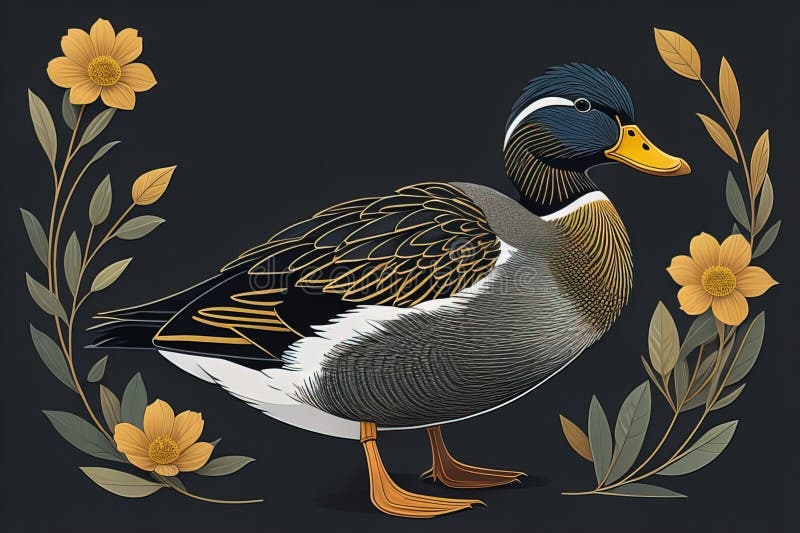 Beautiful Duck on a Solid Color Background. Ai Generative Stock ...
