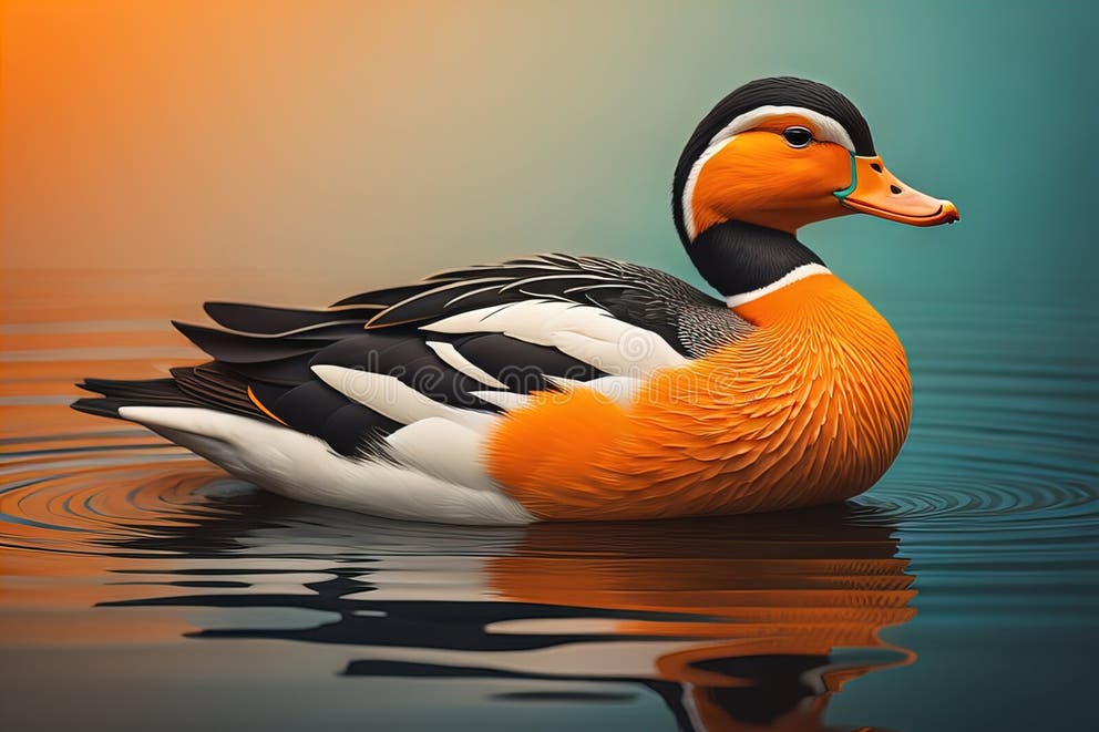 Beautiful Duck on a Solid Color Background. Ai Generative Stock ...