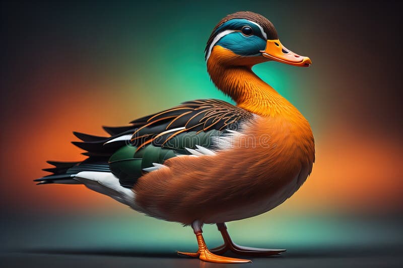 Beautiful Duck on a Solid Color Background. Ai Generative Stock ...