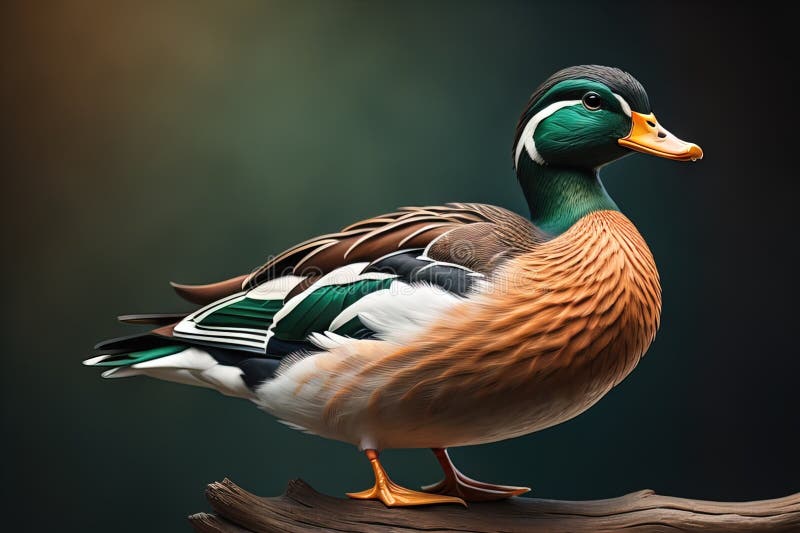 Beautiful Duck on a Solid Color Background. Ai Generative Stock ...