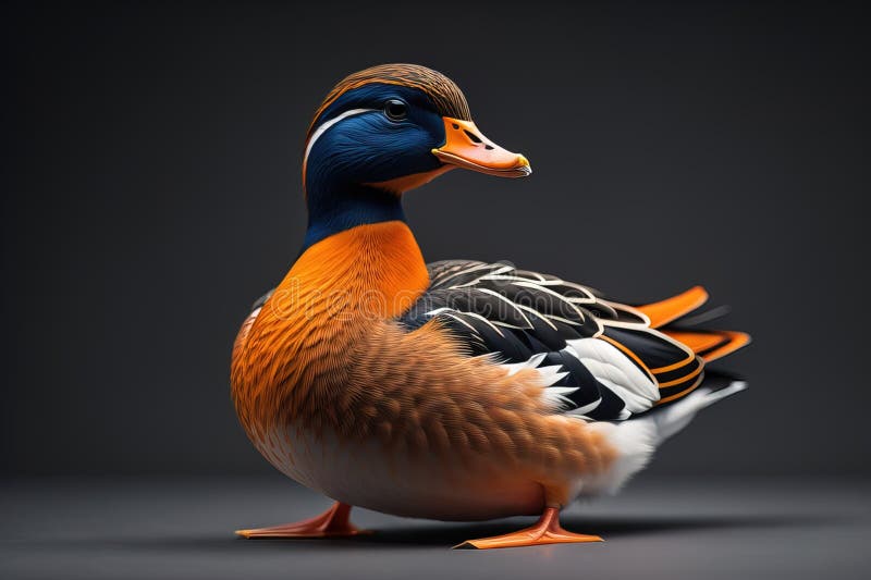 Beautiful Duck on a Solid Color Background. Ai Generative Stock ...