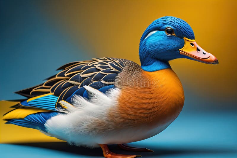 Beautiful Duck on a Solid Color Background. Ai Generative Stock Photo ...
