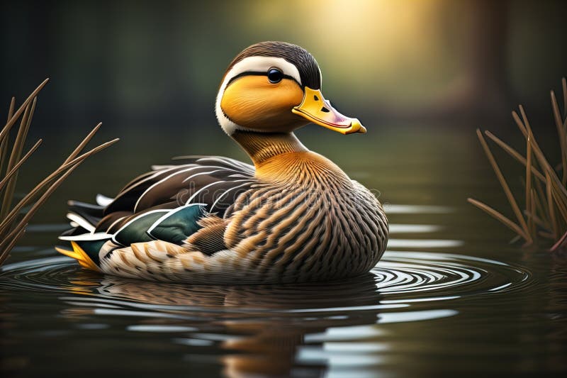 Beautiful Duck on a Solid Color Background. Ai Generative Stock ...