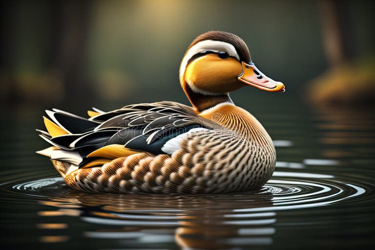 Beautiful Duck on a Solid Color Background. Ai Generative Stock ...