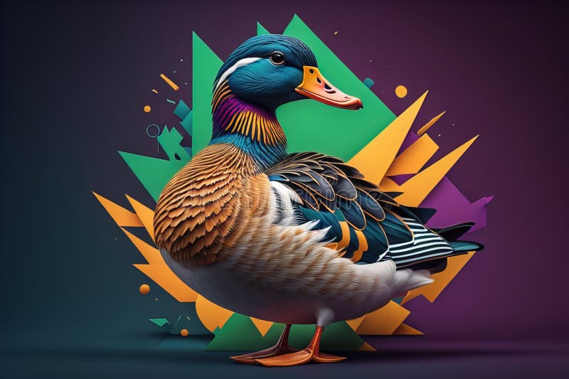 Beautiful Duck on a Solid Color Background. Ai Generative Stock ...