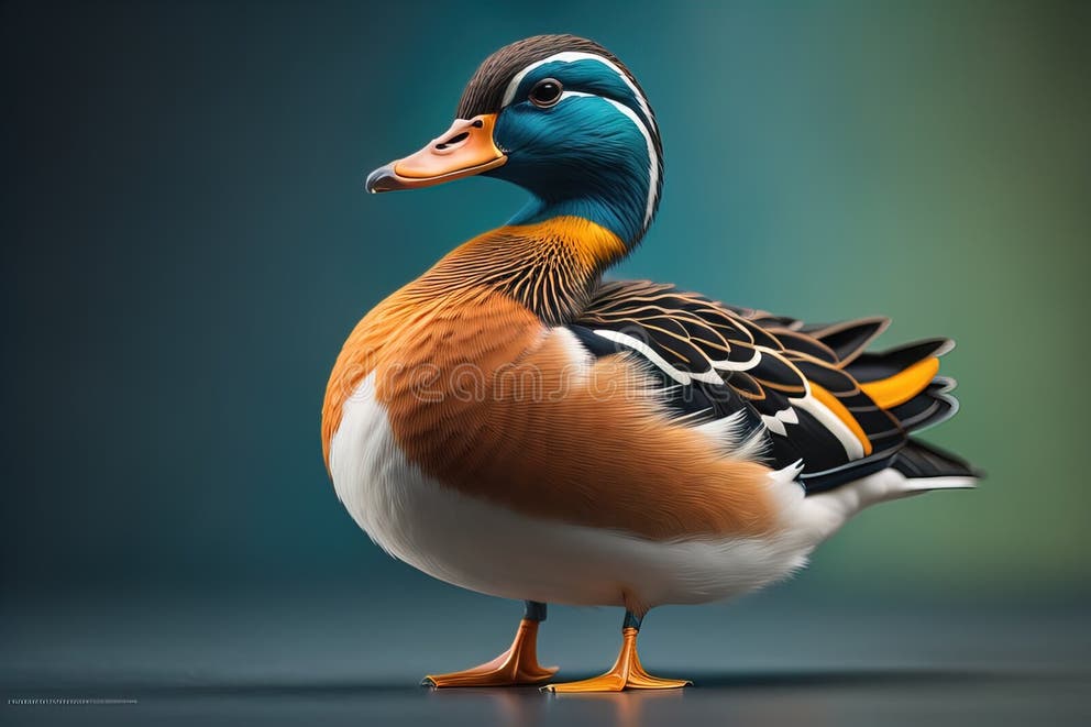 Beautiful Duck on a Solid Color Background. Ai Generative Stock ...