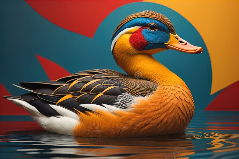 Beautiful Duck on a Solid Color Background. Ai Generative Stock ...