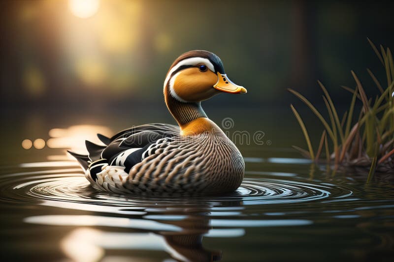 Beautiful Duck on a Solid Color Background. Ai Generative Stock ...