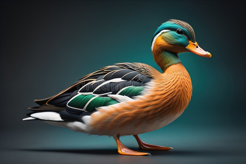 Beautiful Duck on a Solid Color Background. Ai Generative Stock ...