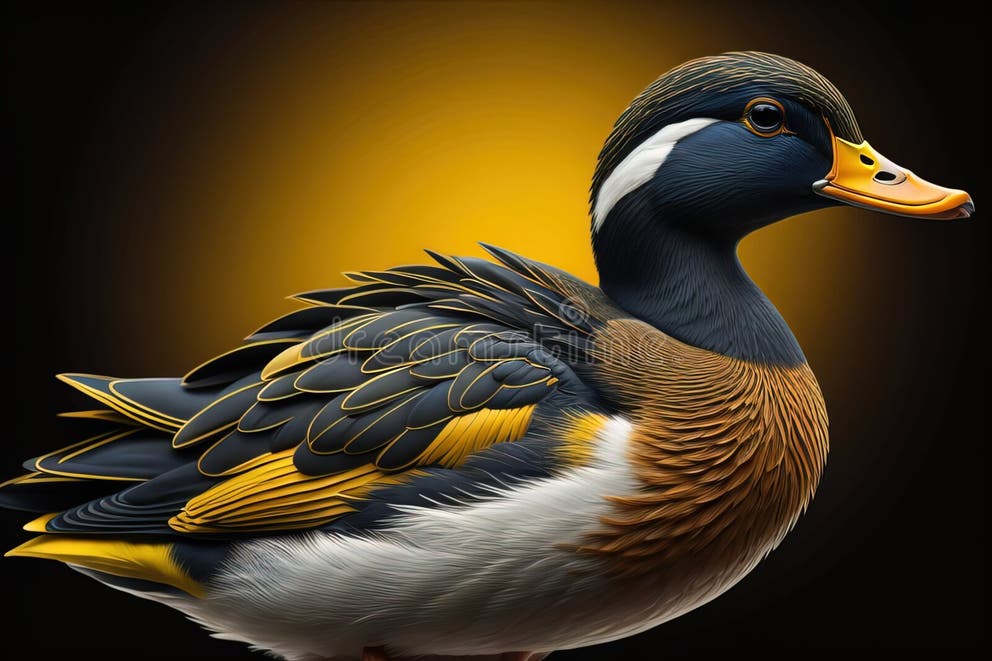 Beautiful Duck on a Solid Color Background. Ai Generative Stock ...