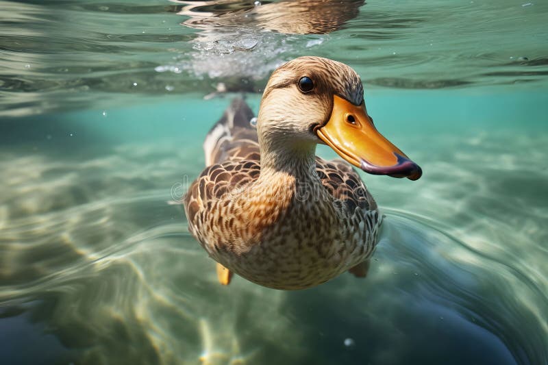 Beautiful Duck Swimming in the Water - Ai Generated Stock Illustration ...