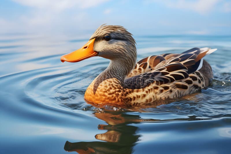 Beautiful Duck Swimming in the Water - Ai Generated Stock Illustration ...