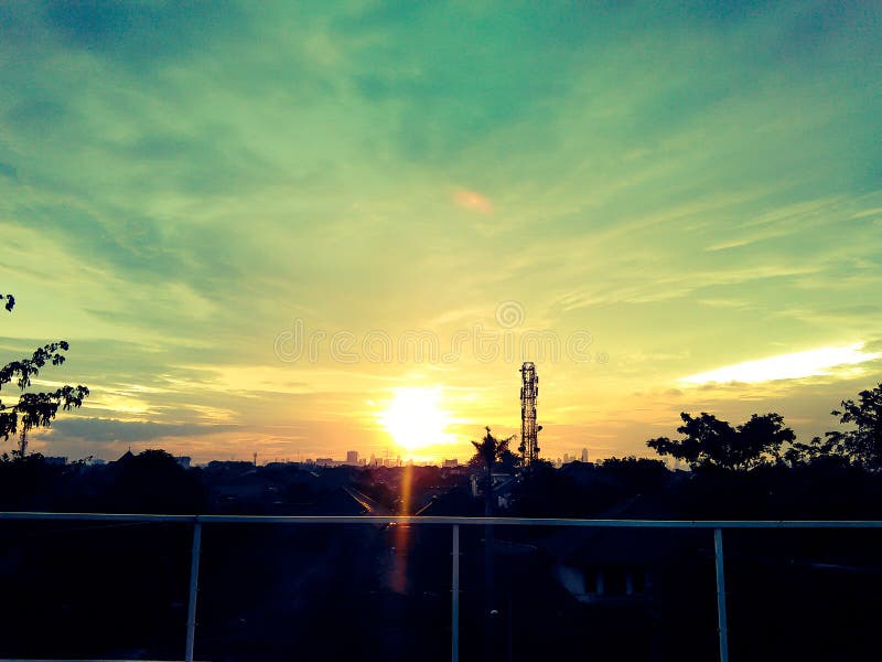 Beautiful Dusk from Rooftop View Stock Image - Image of sunrise, mobile ...