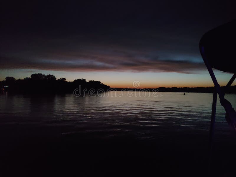 Beautiful Dusk Sunset on the River View from a Boat. Stock Image ...