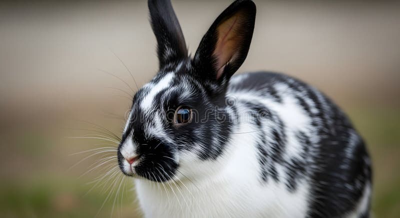 Adorable Dutch Rabbit: Striking Black and White Pattern with Alert Eyes ...