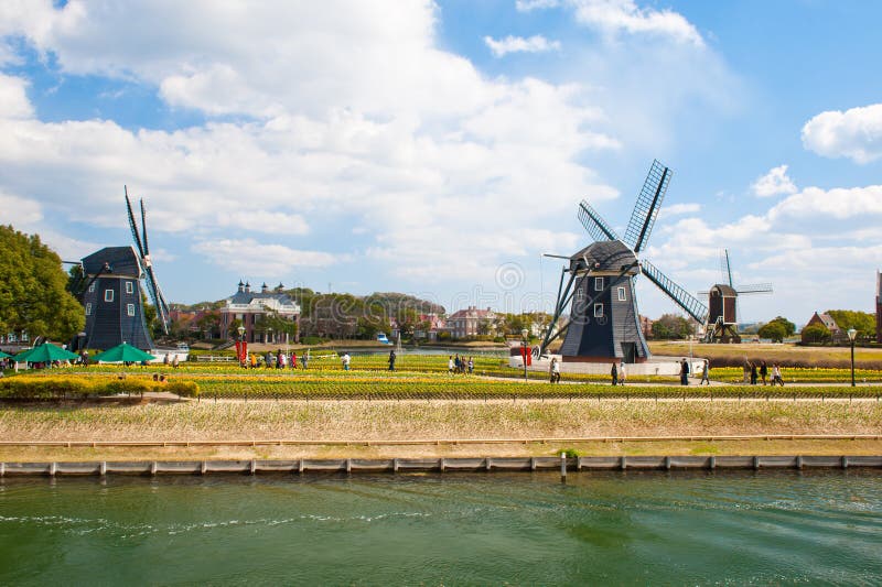 Beautiful Dutch Windmill Typical Landscape in Ja Editorial Photo ...