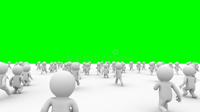 Beautiful Dynamic 3d White Cartoon Crowd Running Green Screen Stock ...