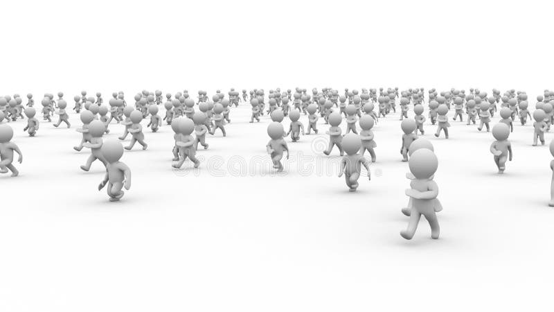 Beautiful Dynamic 3d White Cartoon Crowd Running Green Screen Stock ...