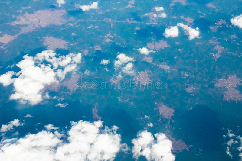 Beautiful Earth and Sea from a Window Airplane Background Stock Photo ...