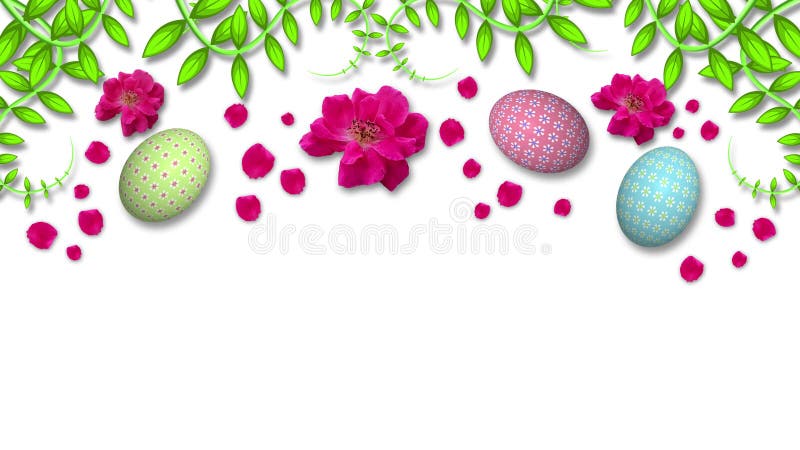 Beautiful Easter Background Decorated with Rose Flower, Green Animated ...