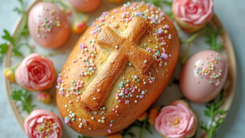 Beautiful Easter Bread or Cake Stock Illustration - Illustration of ...