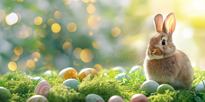 A Beautiful Easter Bunny and Colorful Eggs with Space To Write a ...