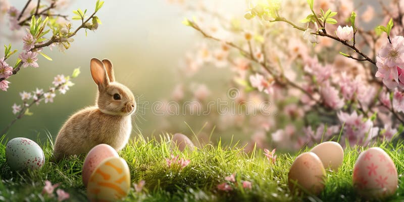 A Beautiful Easter Bunny and Colorful Eggs with Space To Write a ...