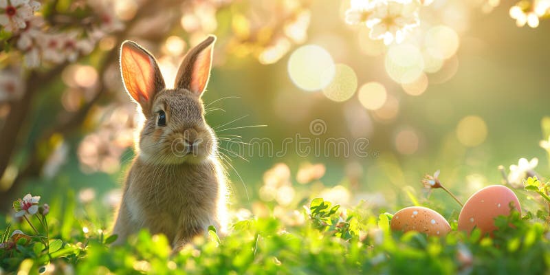 A Beautiful Easter Bunny and Colorful Eggs with Space To Write a ...